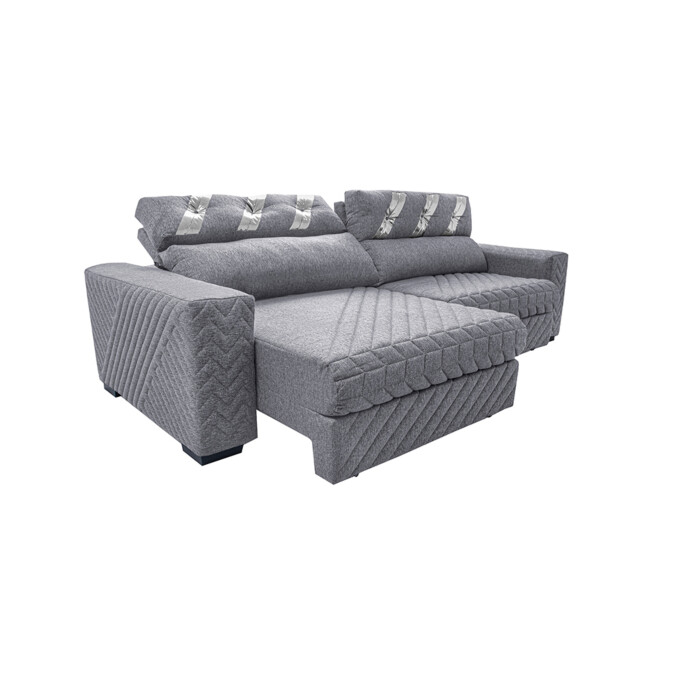Sofa Retratil E Reclinavel 2 55m Molas Ensacadas Cama Inbox Silver Style Thermo Gel Linho Cinza Claro